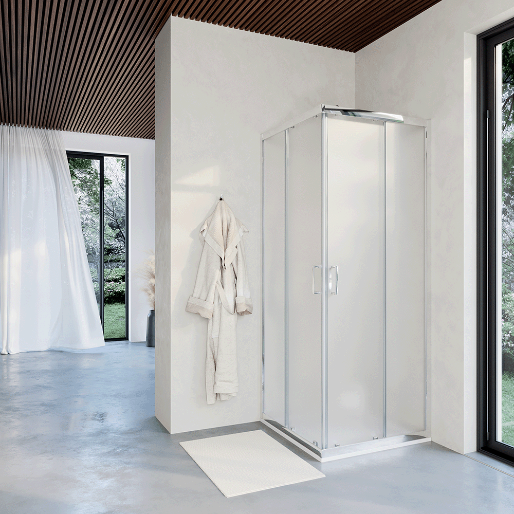Box doccia 80x80 cm con apertura scorrevole vetro opaco | Java